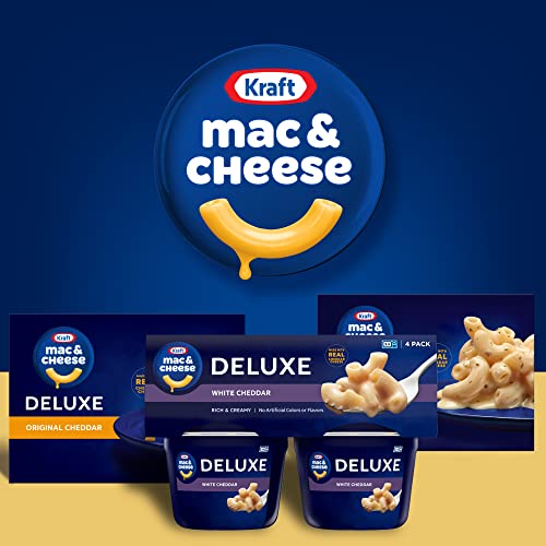 Kraft Deluxe White Cheddar Easy Microwavable Macaroni and Cheese Cups (4 ct Pack, 2.39 oz Cups)