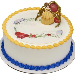 DecoSet® Disney Princess Belle Beautiful As A Rose Cake Topper, 2-Piece Decorations Set with Belle Figurine and Golden Tiara with Spinning Jewel, Beauty and the Beast Cake Decoration