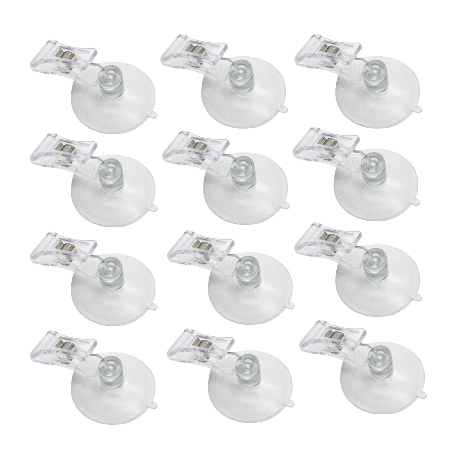 LJY 12 Pieces 45mm Suction Cup Clip Advertising Pop Display Business Cards Holder Stand Clear Clamps for Fridge Shower Aquarium