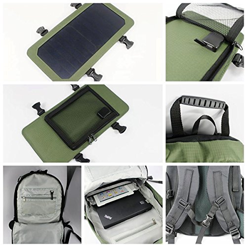 ECEEN Solar Backpack 7 W Solar Panel Charger for Smart Cell Phones Outdoor Sports Backpack Supplies