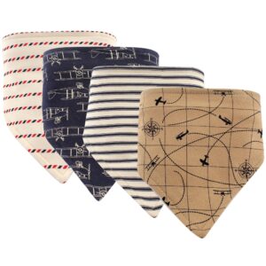 hudson baby unisex baby cotton bandana bibs, airplane, one size