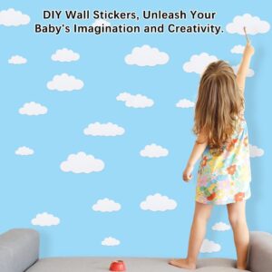 CUGBO 31pcs Big Clouds Vinyl Wall Decals DIY Wall Sticker Removable Wall Art Decor 4-10 inch for Living Room Nursery Kids Room(White)