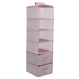 delta children 6 shelf storage with 2 drawers, pink