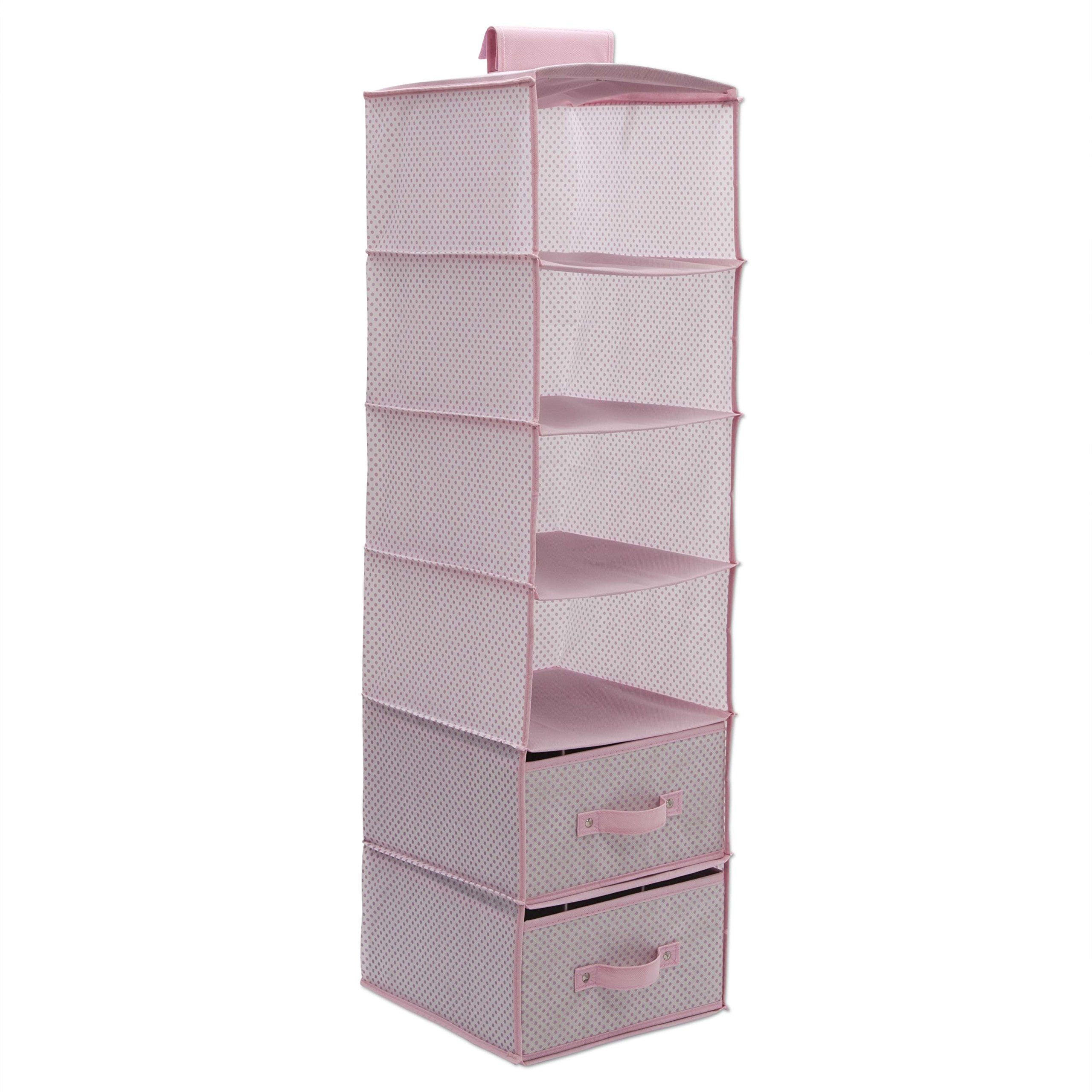 Delta Children 6 Shelf Storage with 2 Drawers, Pink