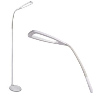 ottlite led standing floor lamp with adjustable flex neck - dimmable with 3 brightness levels & energy efficient natural daylight leds - stable base for living room, dorm, bedroom, office & workshop