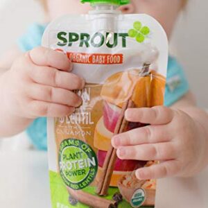 Sprout Organic Baby Food Pouches Stage 3 Plant Powered Protein, Pumpkin Apple Red Lentil w/ Cinnamon, 4 Oz (Pack of 12)