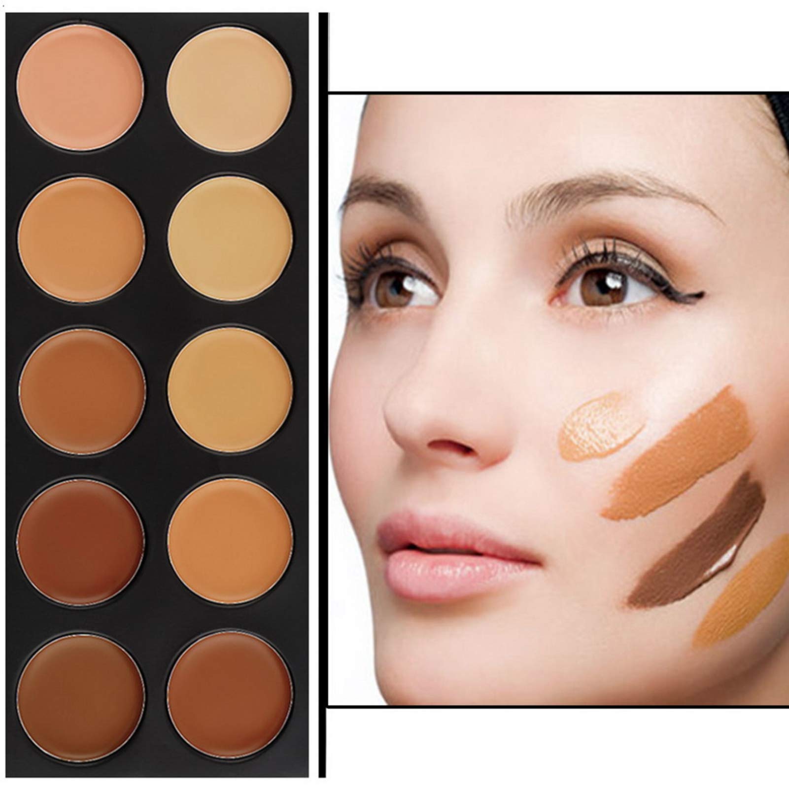 Vodisa 10 Colour Makeup Contour Palette-Cream Concealer Kit- Blemish Face Contouring Highlighter Palette- Sleek Cosmetics Professional Base Foundation Beauty Make up Cream Makeup Blemish Pallet