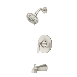 pfister weller tub and shower trim kit (valve sold separately), single handle, brushed nickel finish, lg898wrk