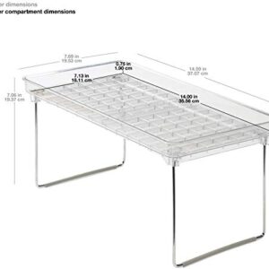 madesmart Clear Stacking Shelf - Medium | CABINET COLLECTION | Organizer for Cabinet or Counter | Collapsible Legs for Storage | Non-slip Rubber Feet |