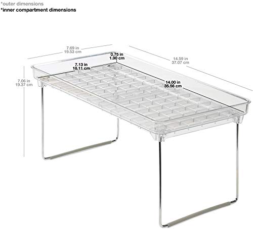 madesmart Clear Stacking Shelf - Medium | CABINET COLLECTION | Organizer for Cabinet or Counter | Collapsible Legs for Storage | Non-slip Rubber Feet |