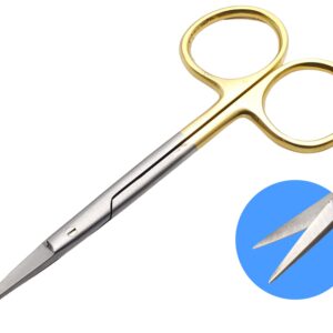 Scissors 4.5 inch Straight Gold Plated handle Dental Surgical art & craft BY Wise Linkers