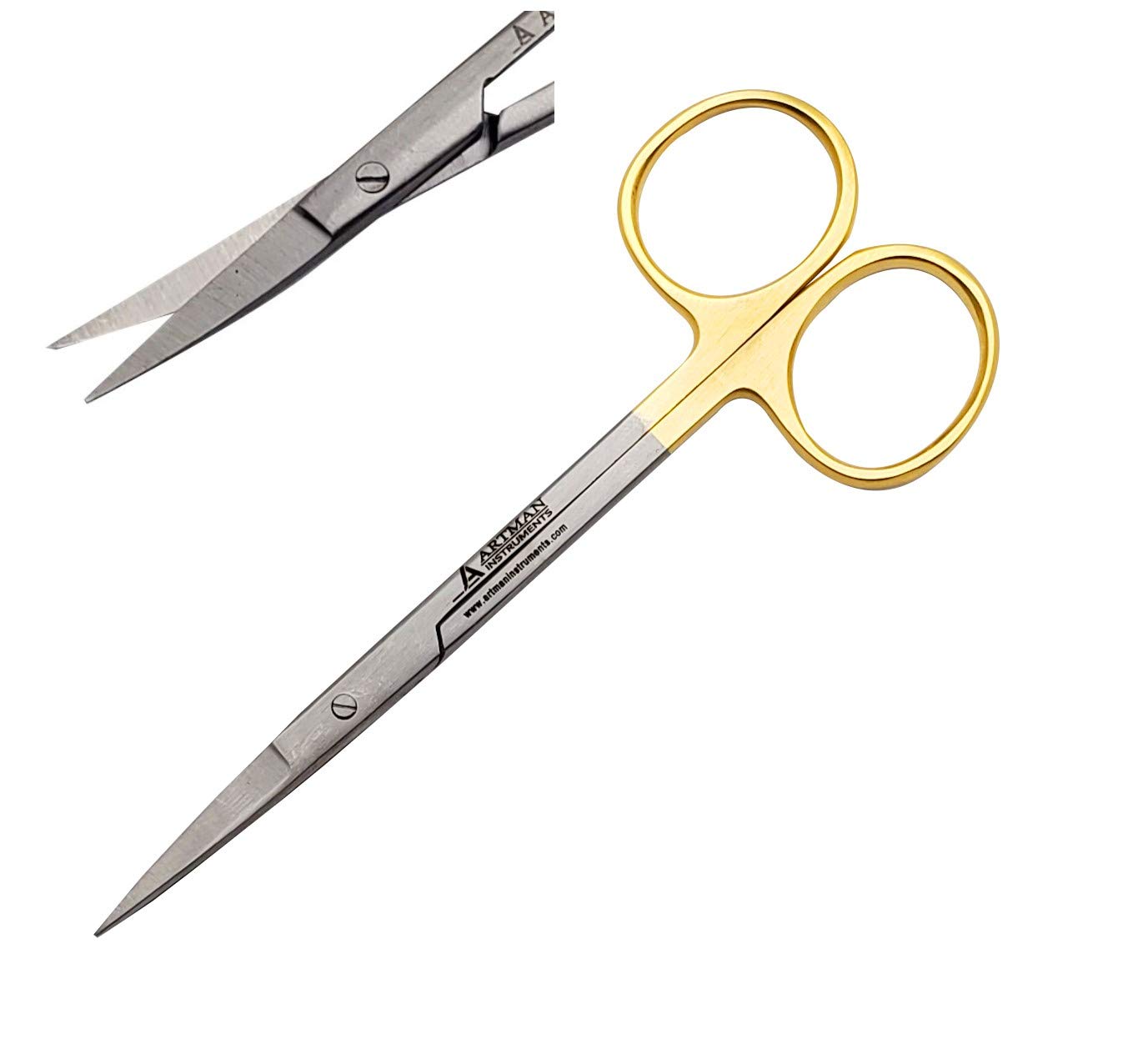 Scissors 4.5 inch Straight Gold Plated handle Dental Surgical art & craft BY Wise Linkers