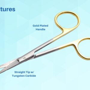 Scissors 4.5 inch Straight Gold Plated handle Dental Surgical art & craft BY Wise Linkers