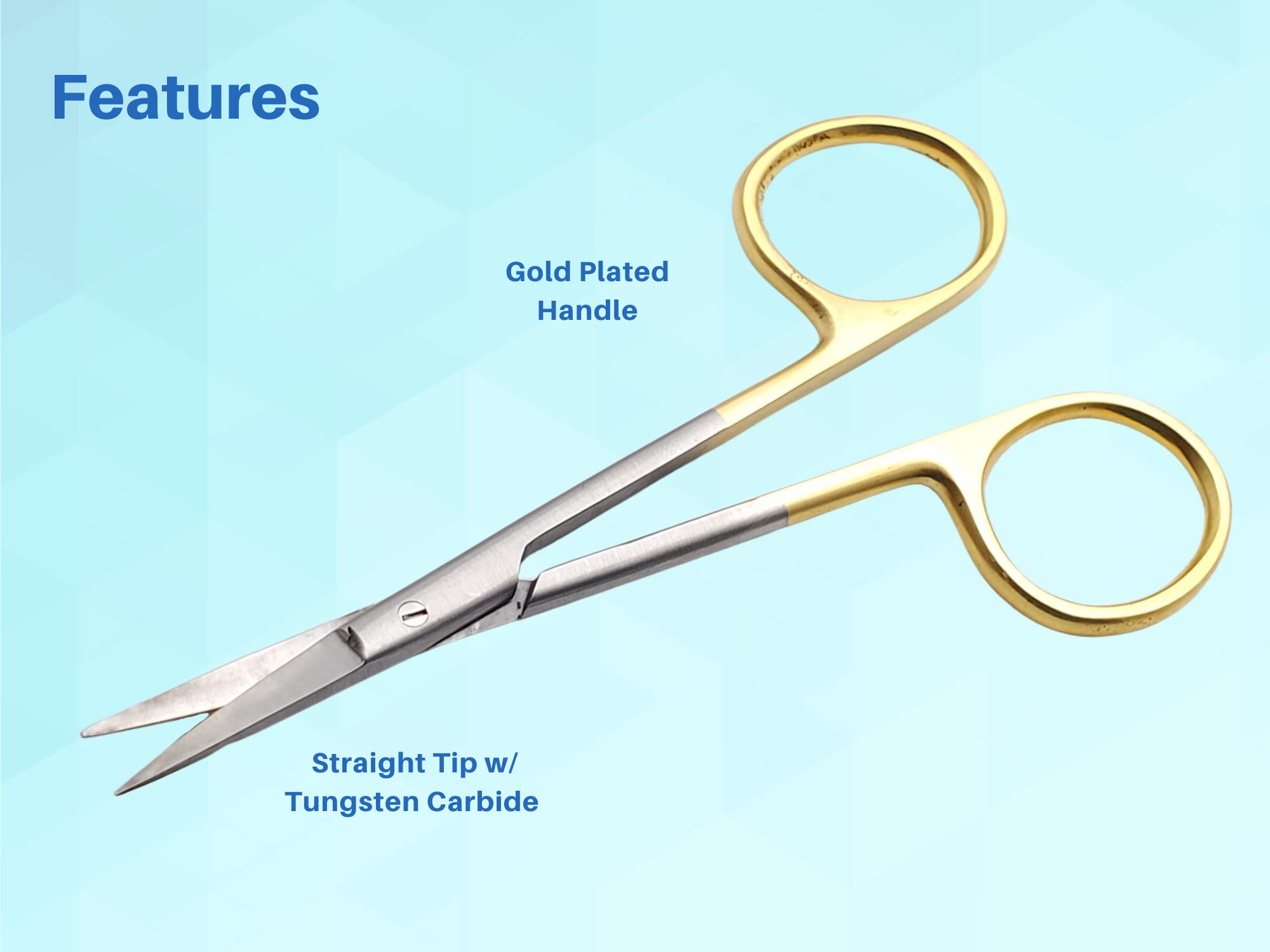 Scissors 4.5 inch Straight Gold Plated handle Dental Surgical art & craft BY Wise Linkers