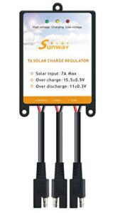 sunway solar panels charge controller 12v battery regulator 7a for safe protection of 12volt solar power battery charger, solar trickle charger & maintainer and solar powered system kit