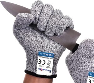 dowellife large grey protective gloves with cut resistance, machine washable