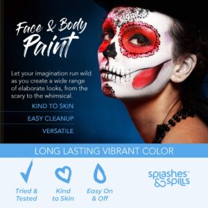 Water Activated SFX Face and Body Paint - Black Face Paint, Special Effects Makeup 18g Cake Tub - Pretend Costume and Dress Up Makeup - Great For Halloween Party and Cosplay by Splashes & Spills