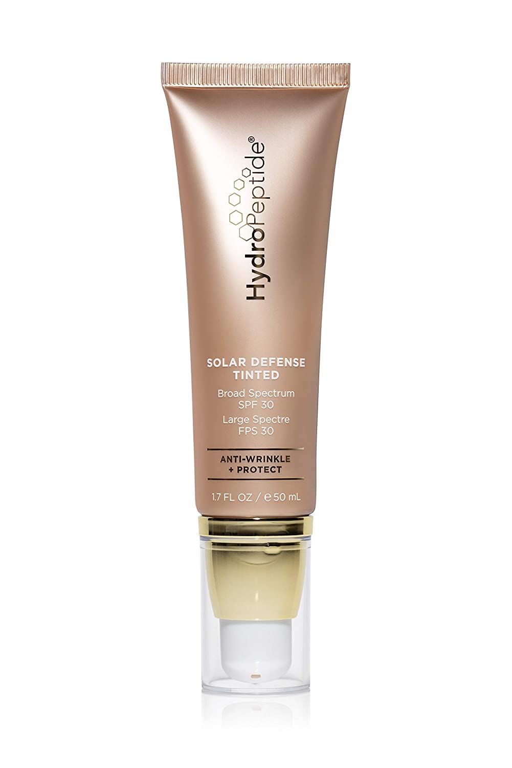 HydroPeptide Solar Defense Face Sunscreen, SPF 30 Broad Spectrum, Tinted BB Cream, Moisturizing Antioxidant, Reef-Safe,1.7 Ounce (Packaging May Vary)