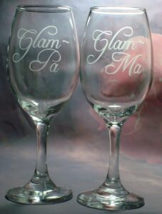 glam ma and glam pa grandma grandpa grandparent wine glass gift set pregnancy reveal wine glass