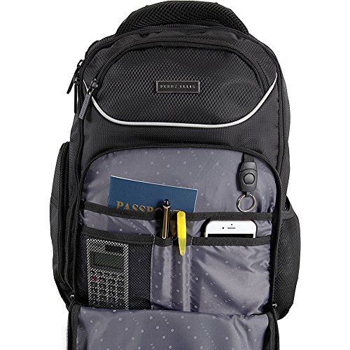 Perry Ellis Men's P13 Business Laptop Backpack with Tablet Pocket, Black, One Size