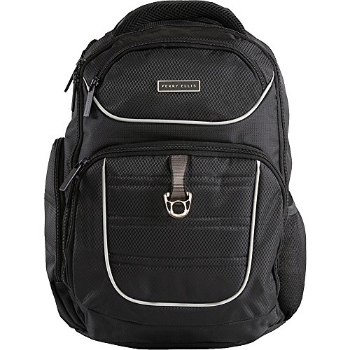 Perry Ellis Men's P13 Business Laptop Backpack with Tablet Pocket, Black, One Size