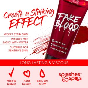 Realistic Fake Blood - Face and Body Paint - Pretend Costume and Dress Up Makeup by Splashes & Spills - New & Improved Formula! (10ml)