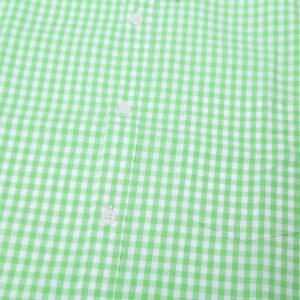 Men Plaid Cotton Casual Slim Fit Long Sleeve Button Down Dress Shirts Light Green