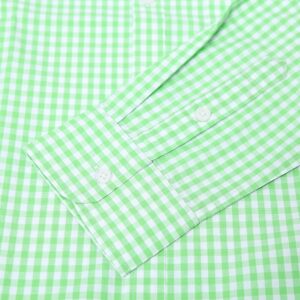 Men Plaid Cotton Casual Slim Fit Long Sleeve Button Down Dress Shirts Light Green