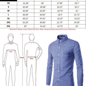 Men Plaid Cotton Casual Slim Fit Long Sleeve Button Down Dress Shirts Light Green