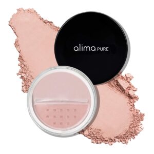 alima pure loose mineral blush, powder blush makeup, cheek tint face blushes with satin matte finish, pink blush makeup, talc free blush, natural blush for cheeks vegan blush .15 oz/ 4.5 g