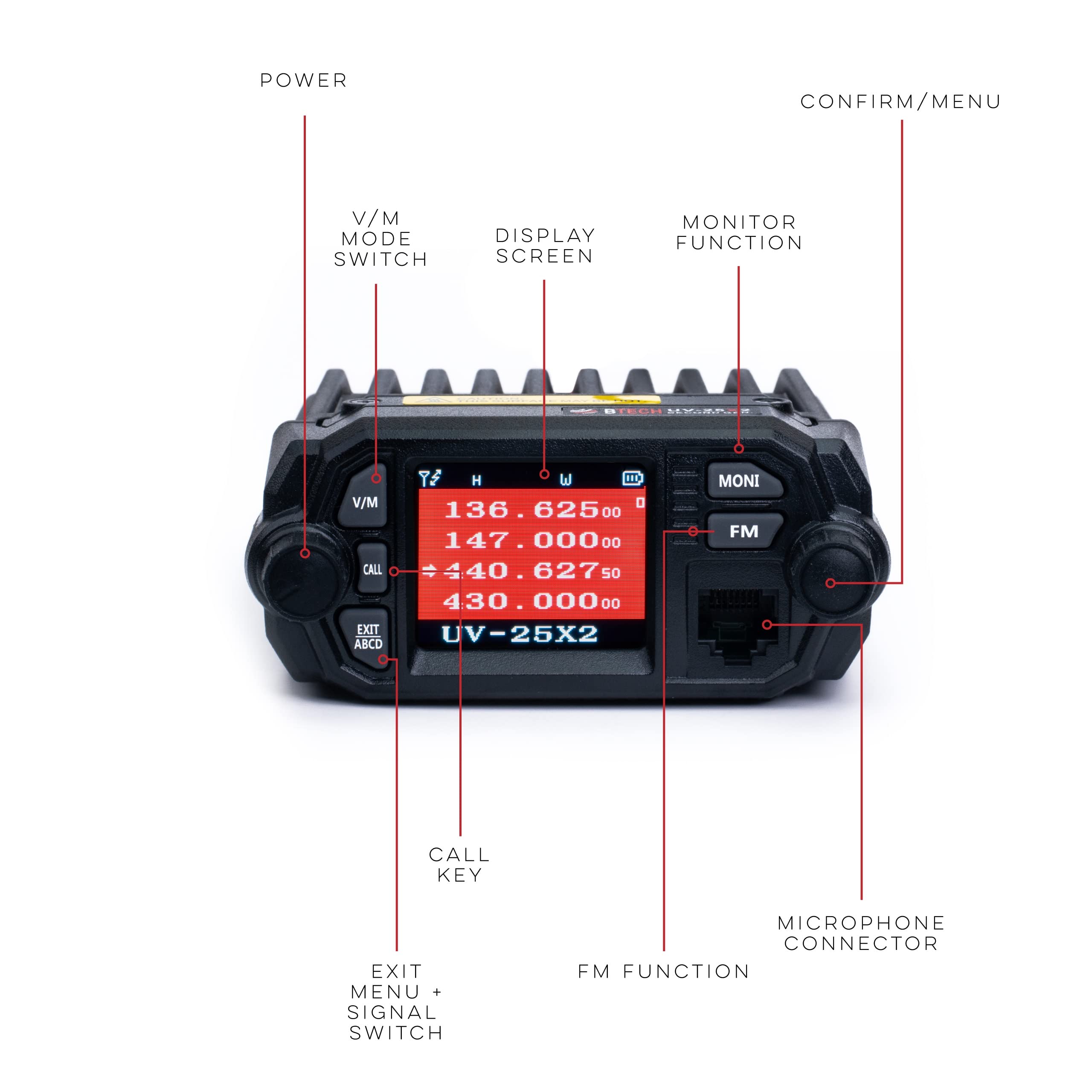 BTECH UV-25X2 (Second Gen.) Mini Mobile 25 Watt Dual Band Base, Mobile Radio: VHF, UHF Amateur (Ham)