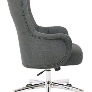 OSP Home Furnishings Ariel Tufted High Back Desk Chair with Wraparound Arms and Chrome Base, Klein Charcoal