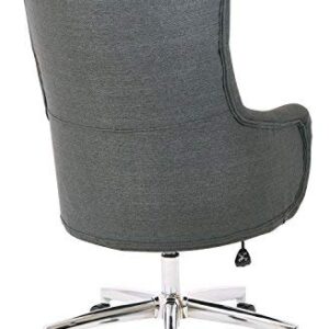 OSP Home Furnishings Ariel Tufted High Back Desk Chair with Wraparound Arms and Chrome Base, Klein Charcoal