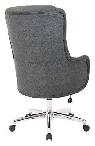 OSP Home Furnishings Ariel Tufted High Back Desk Chair with Wraparound Arms and Chrome Base, Klein Charcoal