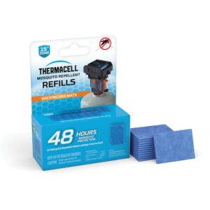 thermacell mosquito repellent mat only refills; compatible with thermacell backpacker; highly effective, long lasting, no spray, no scent, no mess; 15 foot zone of mosquito protection