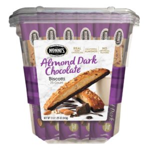 nonni's biscotti, almond dark chocolate, 1.33 oz, 25-count