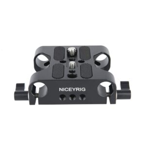 niceyrig multipurpose camera base plate with 15mm rod rail clamp for dslr rig support system