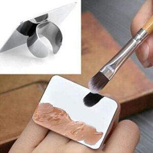 Frcolor 2PCS Nail Art Palette Stainless Steel Makeup Mixing Palette Ring Nail DIY Art Design Paint Color Mixing Palette Metal Tool