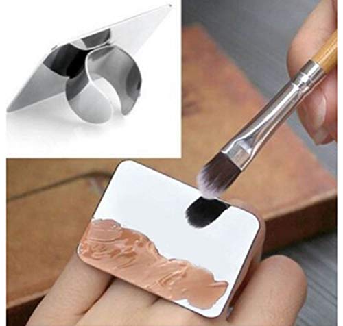 Frcolor 2PCS Nail Art Palette Stainless Steel Makeup Mixing Palette Ring Nail DIY Art Design Paint Color Mixing Palette Metal Tool