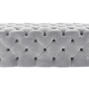 TOV Furniture The Kaylee Collection Modern Style Living Room Jumbo Velvet Upholstered Button Tufted Ottoman, Grey