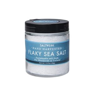 saltverk flaky sea salt, 3.17 ounces of handcrafted gourmet salt flakes from iceland