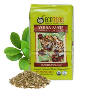 ecoteas - organic yerba mate loose tea traditional cut - 1 lb - detox tea -yerba mate tea - hi caf tea - yerba mate energy burst - ecoteas yerba mate