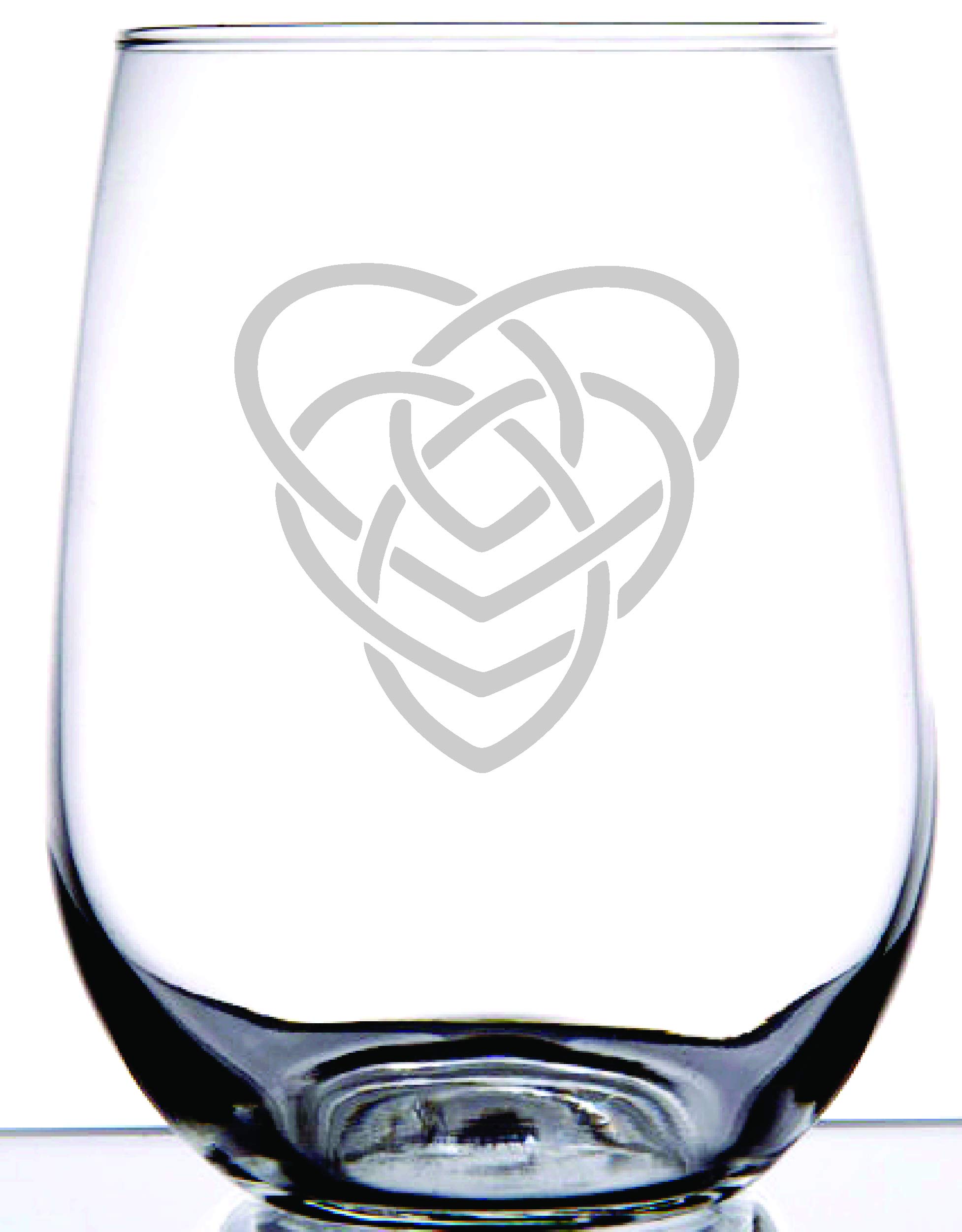 IE Laserware Irish Celtic Motherhood Knot Laser Etched Engraved Wine Glass, 15 Ounce Stemless Wine Glass -Unique Gift For Mothers