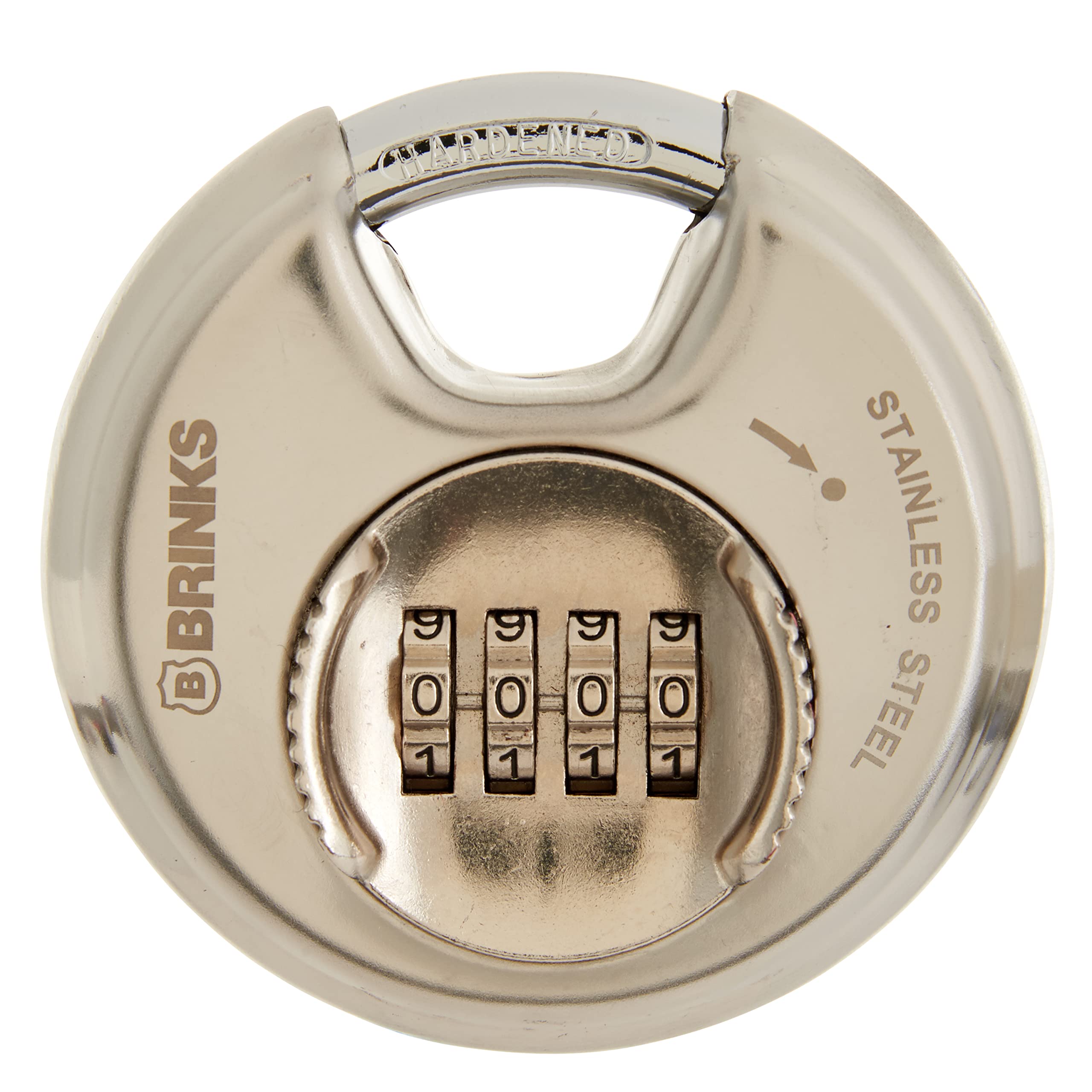 BRINKS 173-80051 Stainless Steel Resettable Combination Discus Padlock, 80Mm, Silver