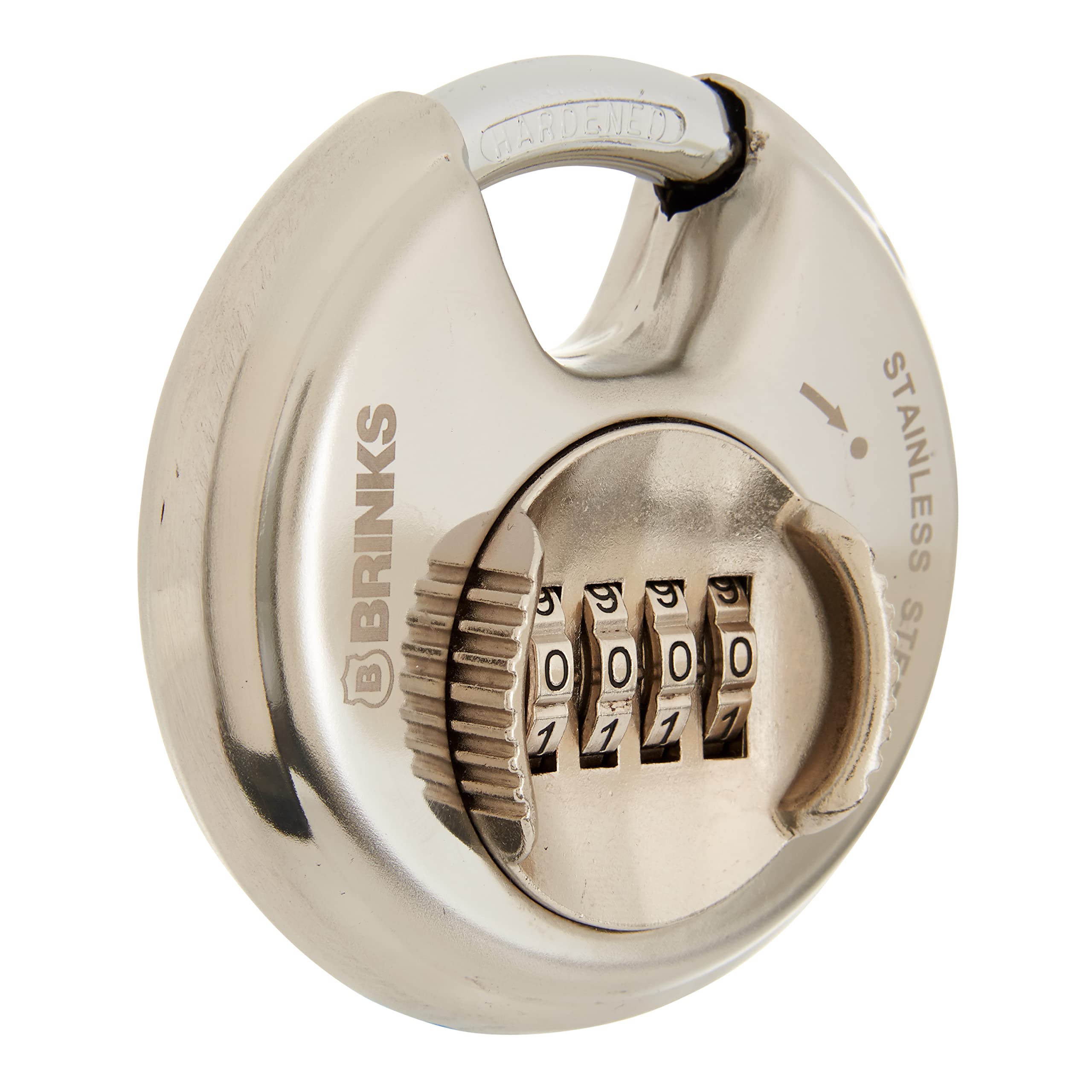 BRINKS 173-80051 Stainless Steel Resettable Combination Discus Padlock, 80Mm, Silver