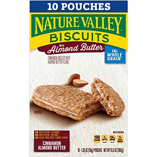 Nature Valley Biscuit Sandwiches, Cinnamon Almond Butter, 10 ct, 13.5 OZ (Pack of 6)