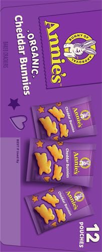 Annie's Organic Cheddar Bunnies Baked Snack Crackers, 12 oz., 12 Pouches (Pack of 4)