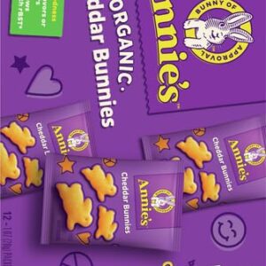 Annie's Organic Cheddar Bunnies Baked Snack Crackers, 12 oz., 12 Pouches (Pack of 4)