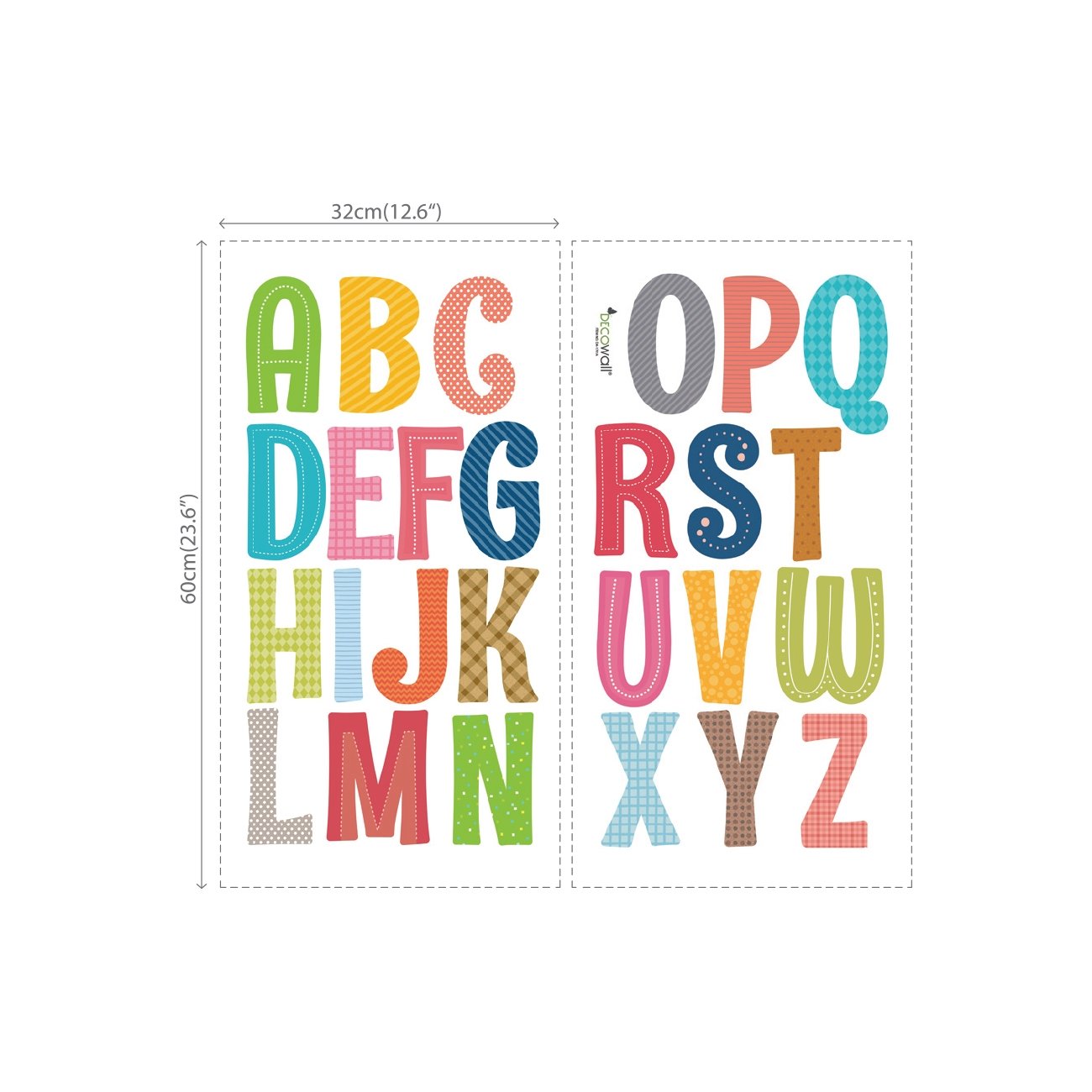 DECOWALL DS-1701A Uppercase Alphabet ABC Letter Kids Wall Stickers Wall Decals Peel and Stick Removable Wall Stickers for Kids Nursery Bedroom Living Room décor