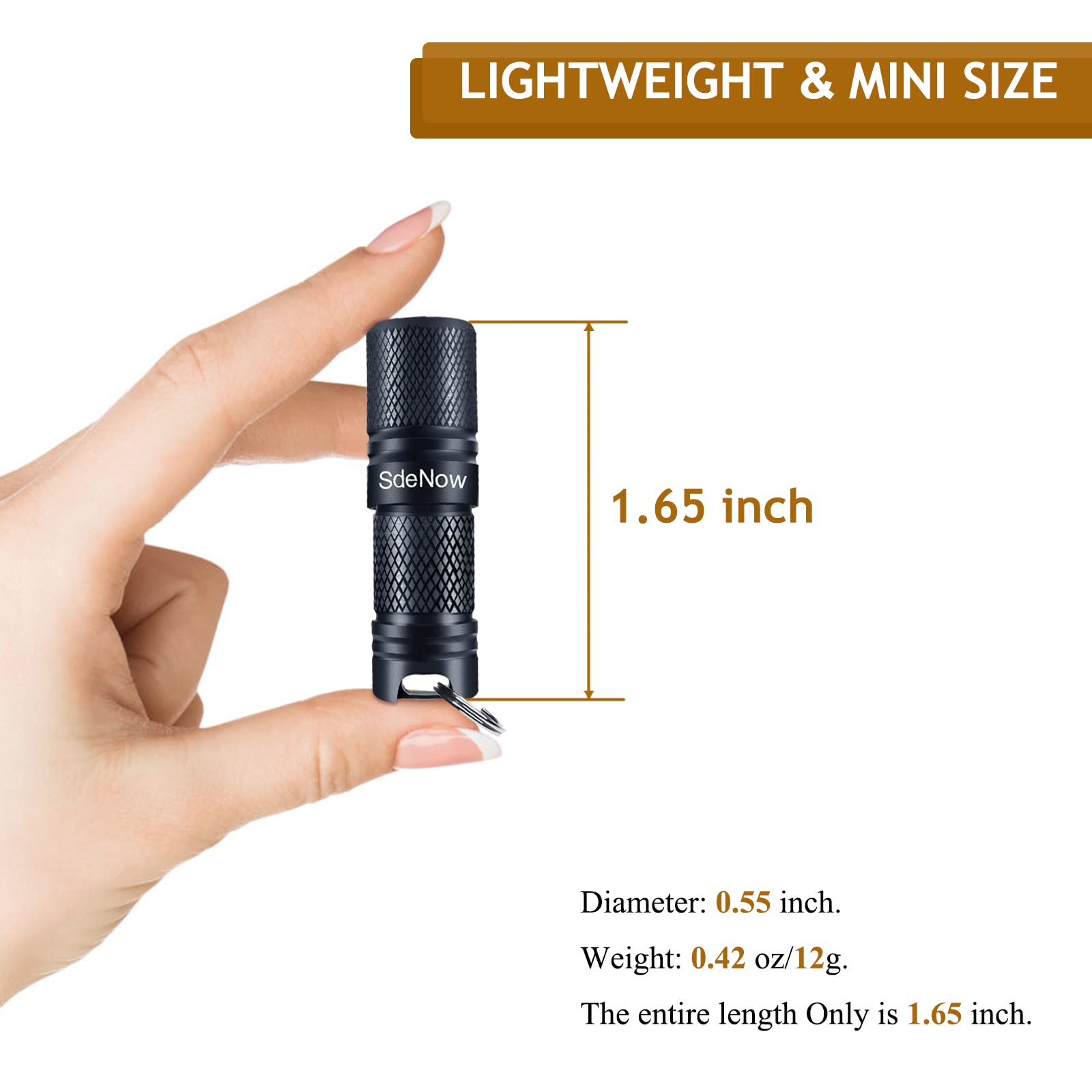 SdeNow Mini Flashlight Keychain with Micro USB Rechargeable Tiny Flashlight Brightness can Achieve up to 200 lumens for EDC Torch